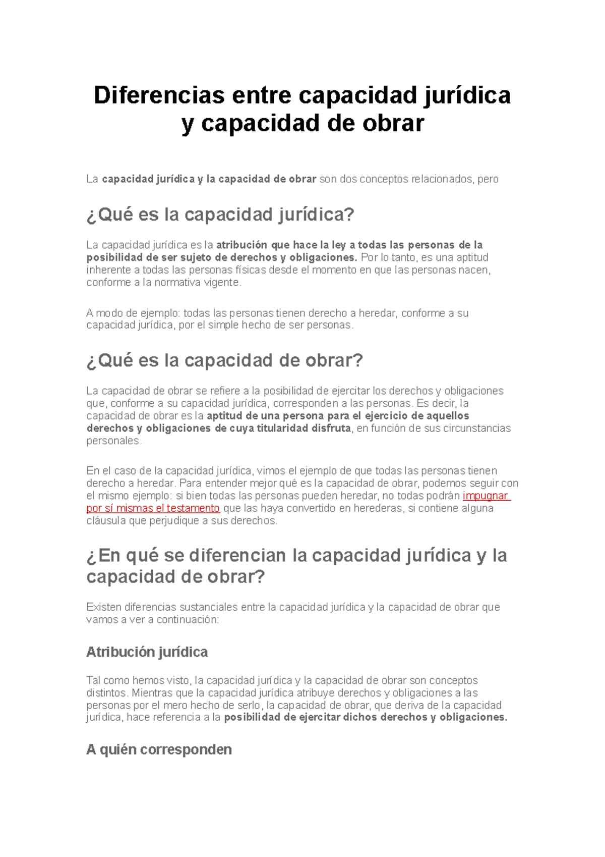 Diferencias entre capacidad jurídica y capacidad de obrar - Diferencias ...