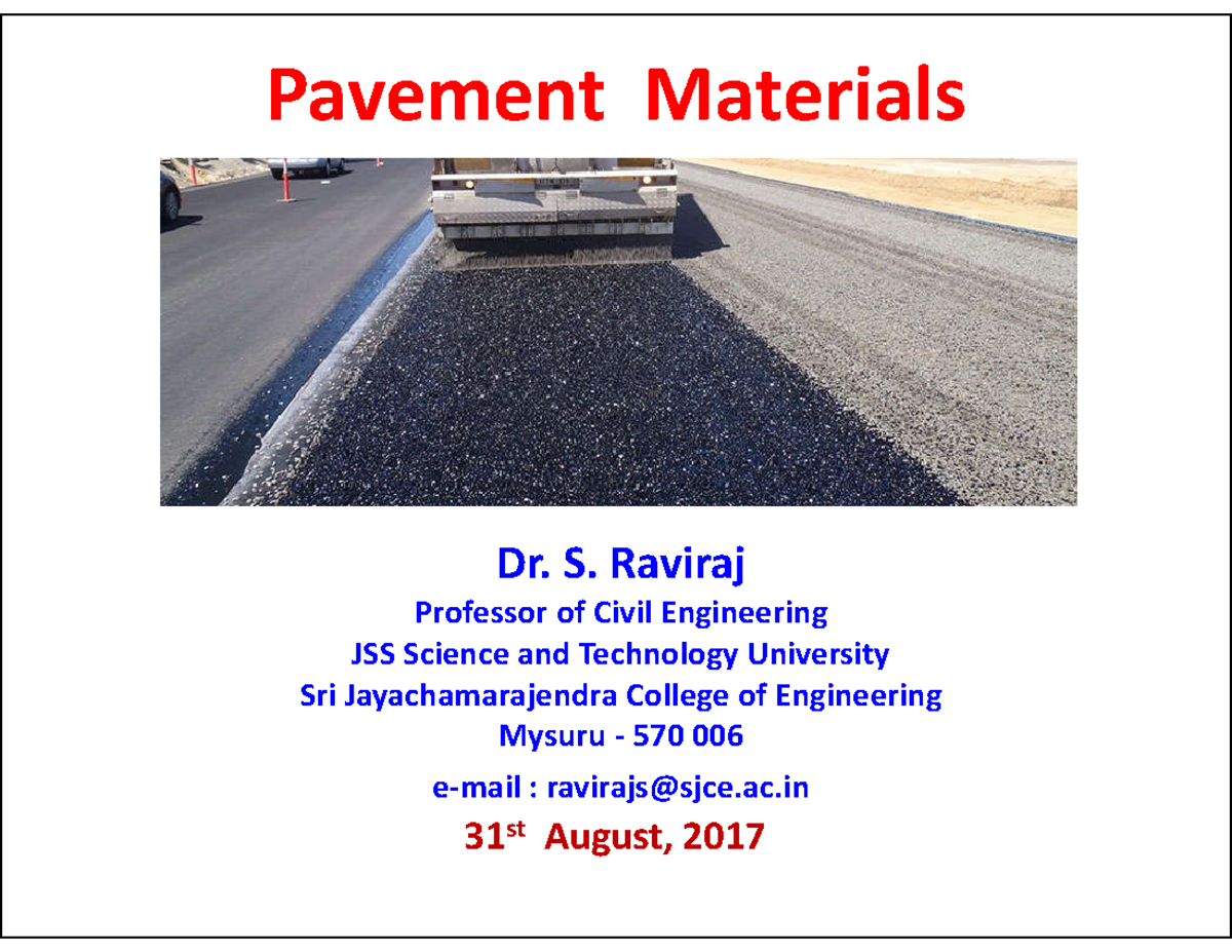 Pavement-Materials - cvbxd - Pavement Materials Dr. S. Raviraj ...