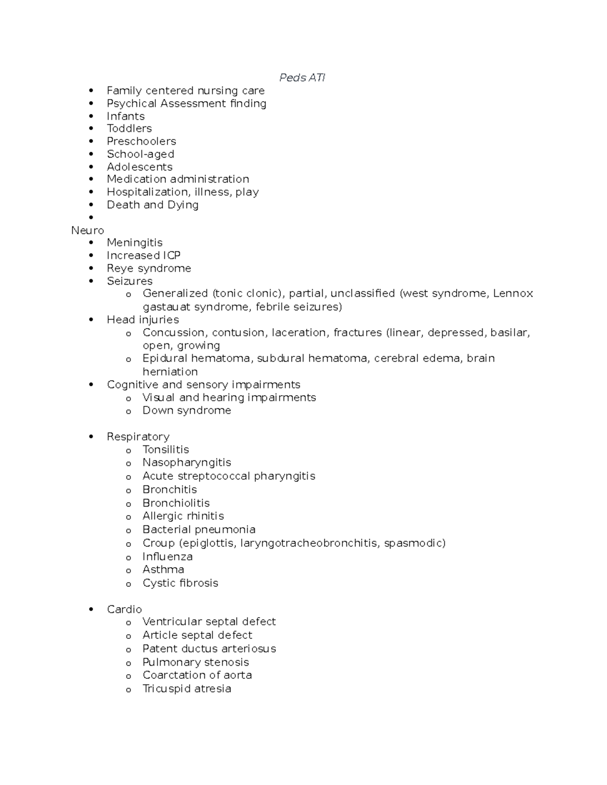 Peds ATI walkthrough. - ATI topics - Peds ATI Family centered nursing ...