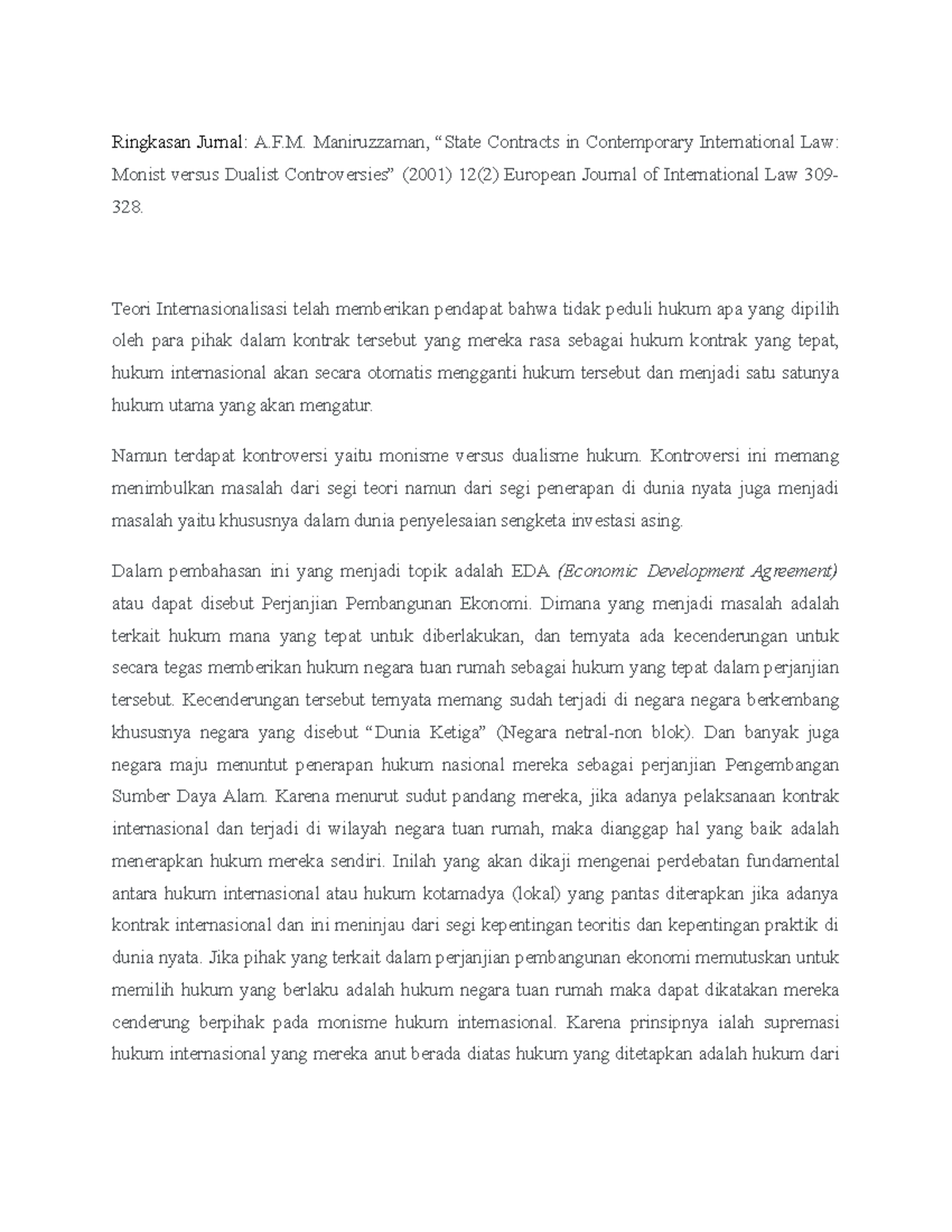 Ringkasan Jurnal State Contracts in Contemporary International Law ...