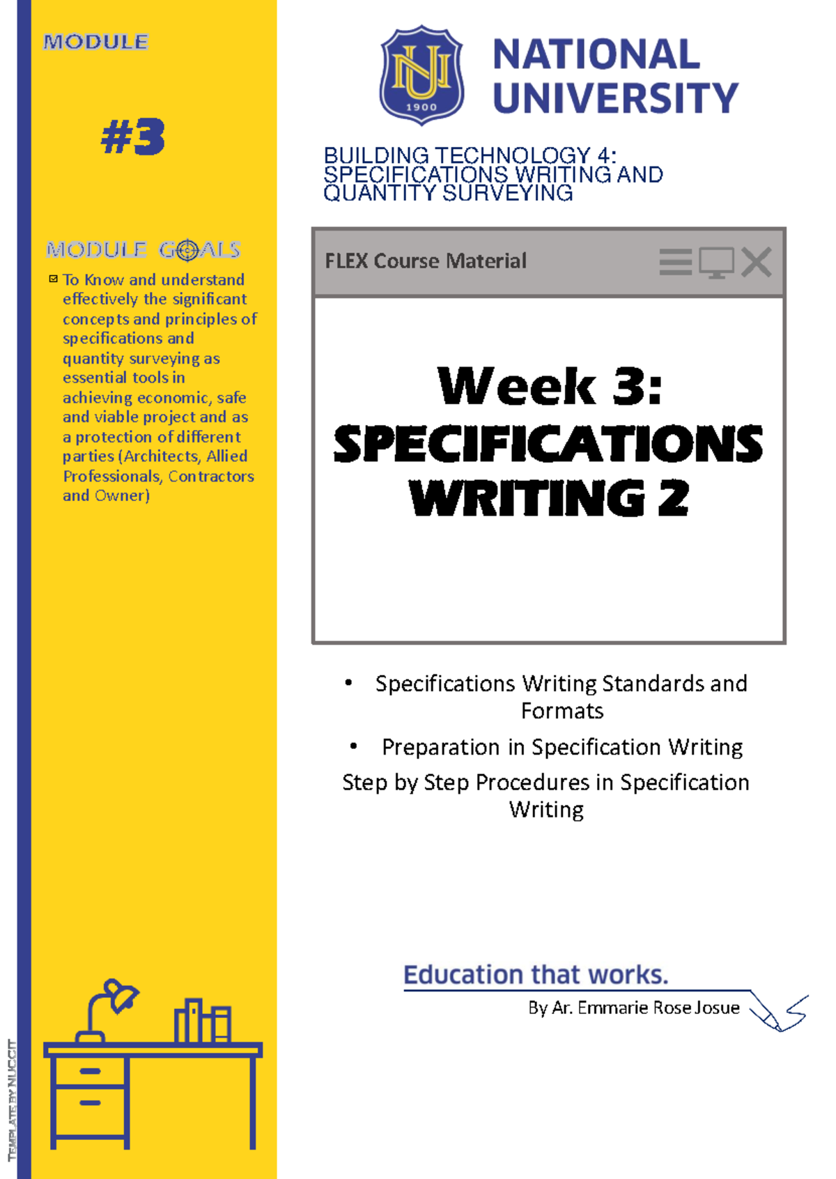 W3 Specifications Writing 2 - FLEX Course Material Week 3 ...