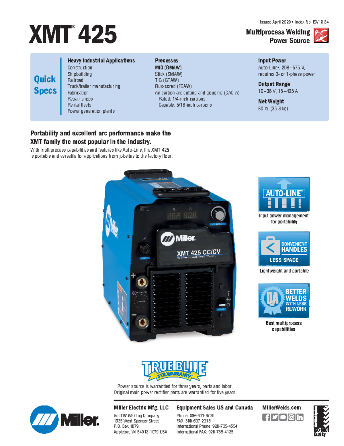 XMT 425 - ficha tecnica del equipo xmt 425 - Issued April 2020 • Index ...