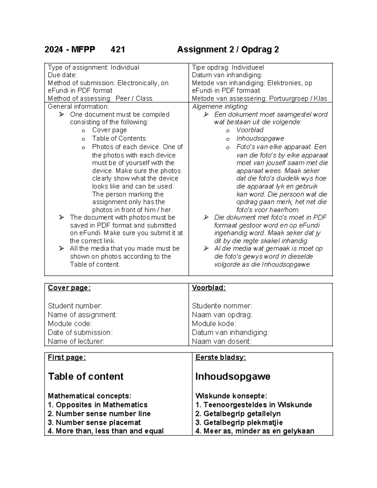 MFPC 421 Assignment 2 - 2024 - 2024 - MFPP 421 Assignment 2 / Opdrag 2 ...