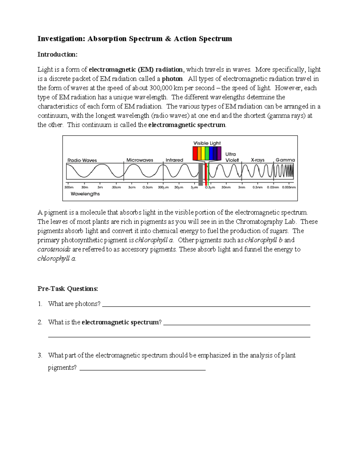 Absorption Sepctrum Investigation - Investigation: Absorption Spectrum ...