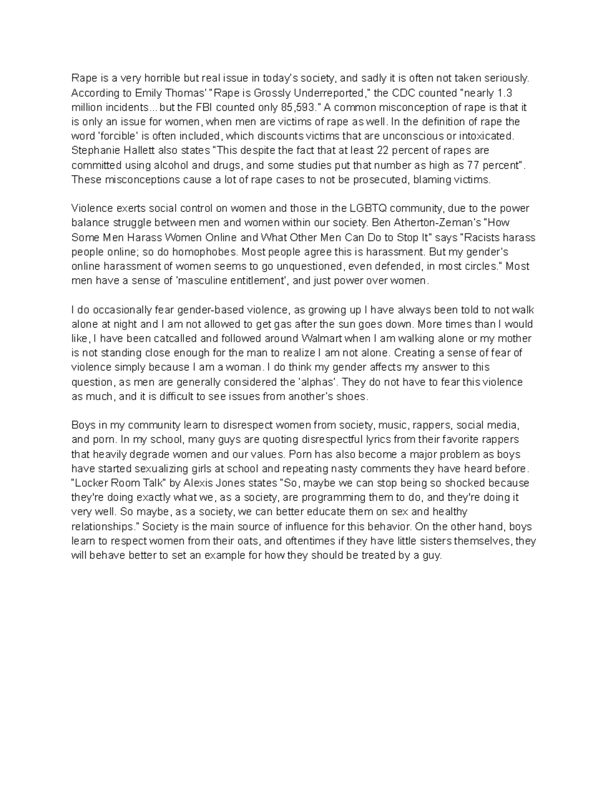 Module 11 Short Writing Assignment - Rape is a very horrible but real ...