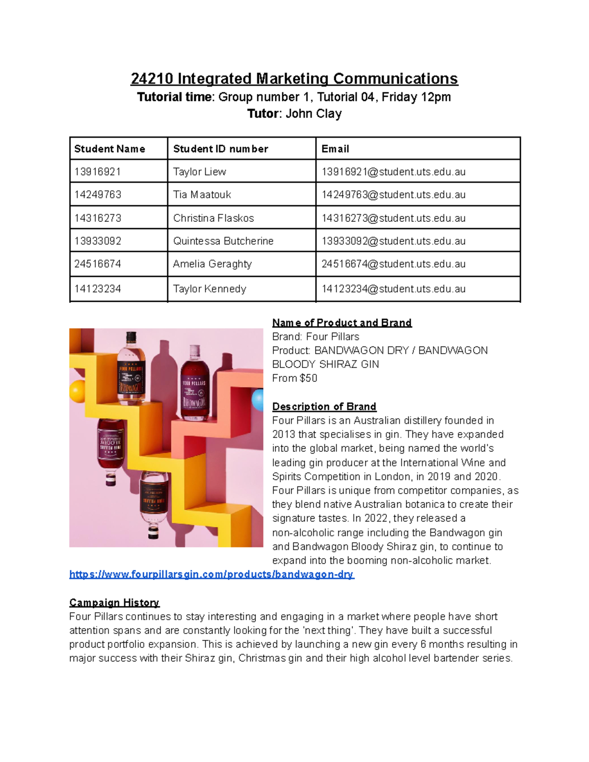 IMC Preliminary report - 24210 Integrated Marketing Communications ...