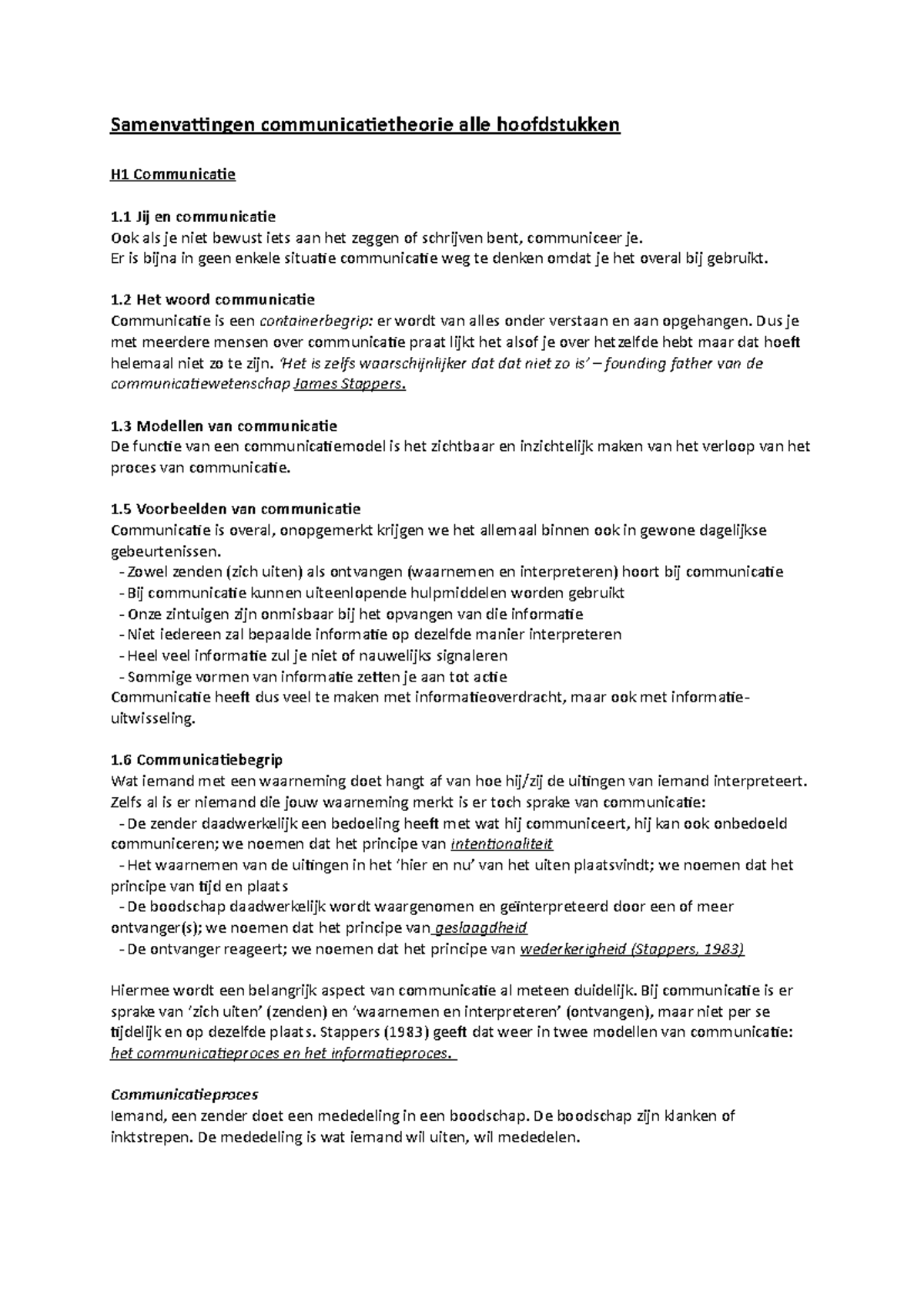 Communicatietheorie samenvatting van alle hoofdstukken - Samenvattingen ...