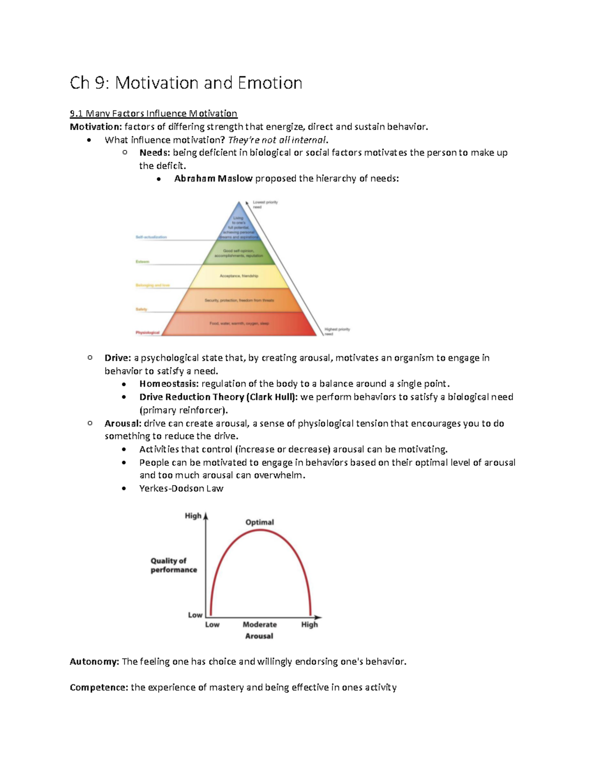Psych.Motivation and Emotion - Ch 9: Motivation and Emotion 9 Many ...