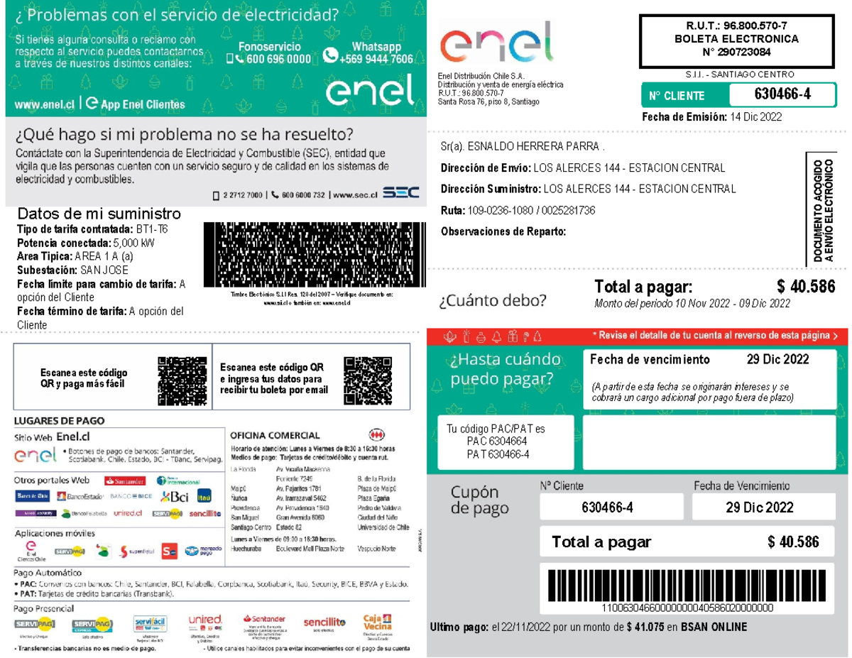Boleta luz alerces 144 - pdf - Enel Distribución Chile S. Distribución y venta de energía ...
