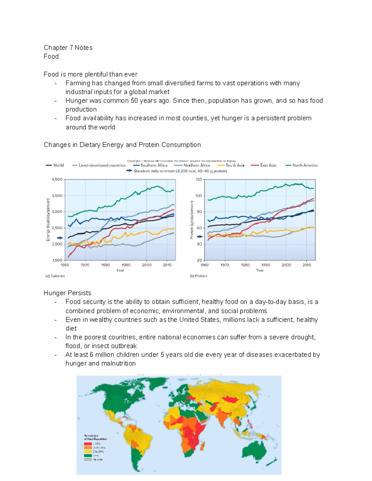 Chapter 7 Notes - Chapter 7 Notes Food Food is more plentiful than ever ...
