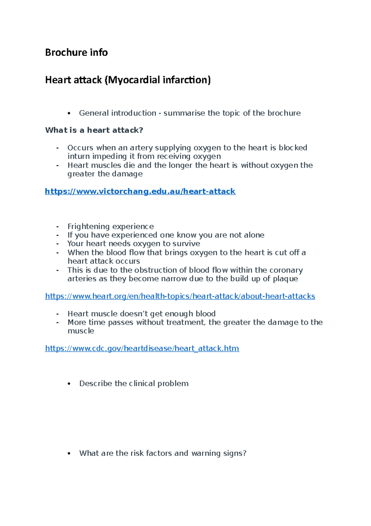 Brochure info - Brochure info Heart attack (Myocardial infarction ...