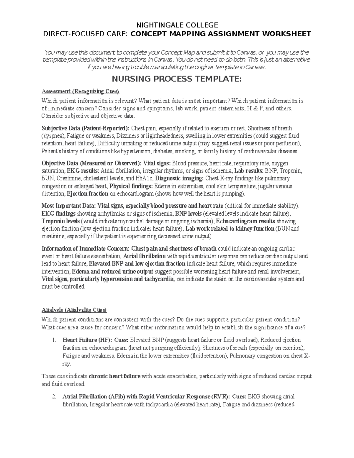 BSN 366 Concept Map #1 - DIRECT-FOCUSED CARE: CONCEPT MAPPING ...