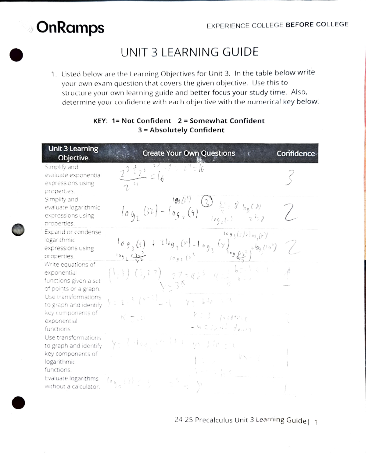 U3 lg - Jsjdududuu - OnRamps 1. Listed below are the Learning ...