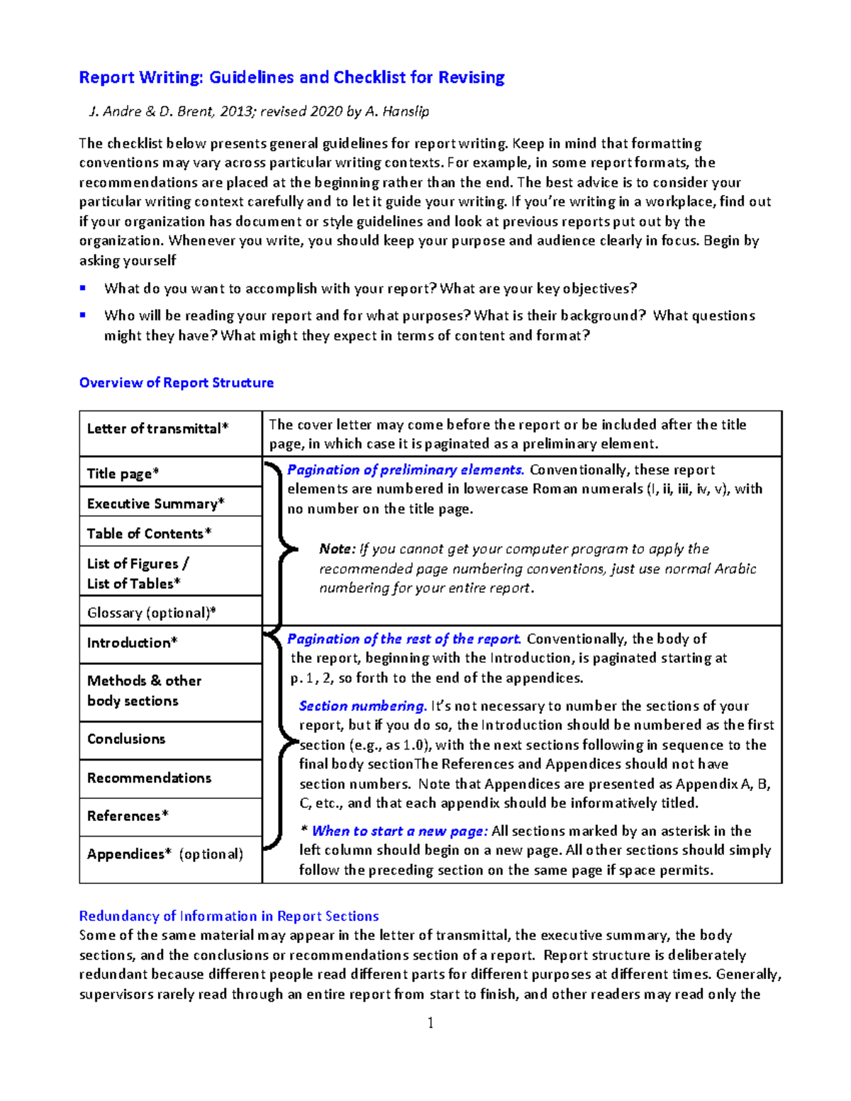 Report Writing Checklist 2020 - Report Writing: Guidelines and ...