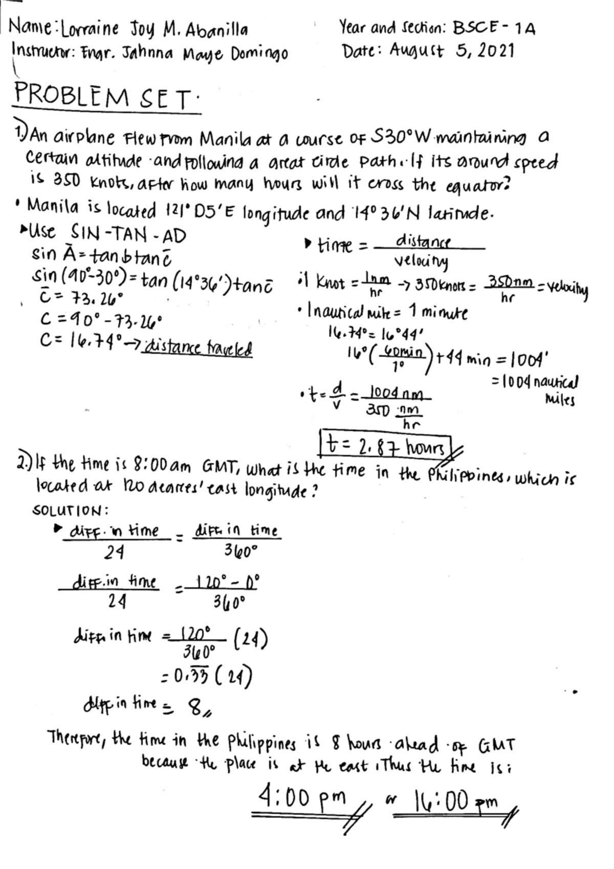 LP4 Problem SET Lorraine JOY M. Abanilla BSCE-1A - Name: Lorraine Joy M ...