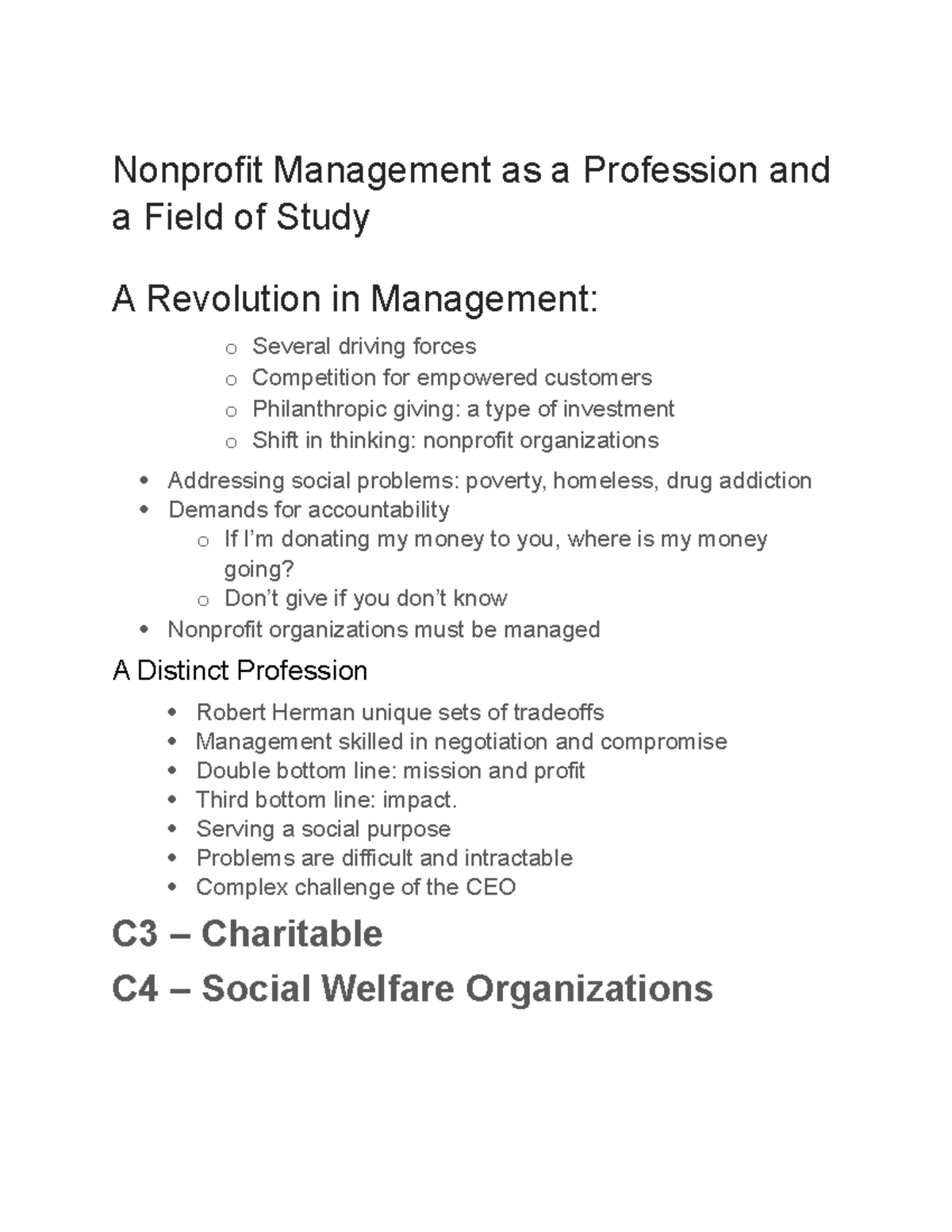 Human Services PT 2 - Nonprofit Management as a Profession and a Field ...