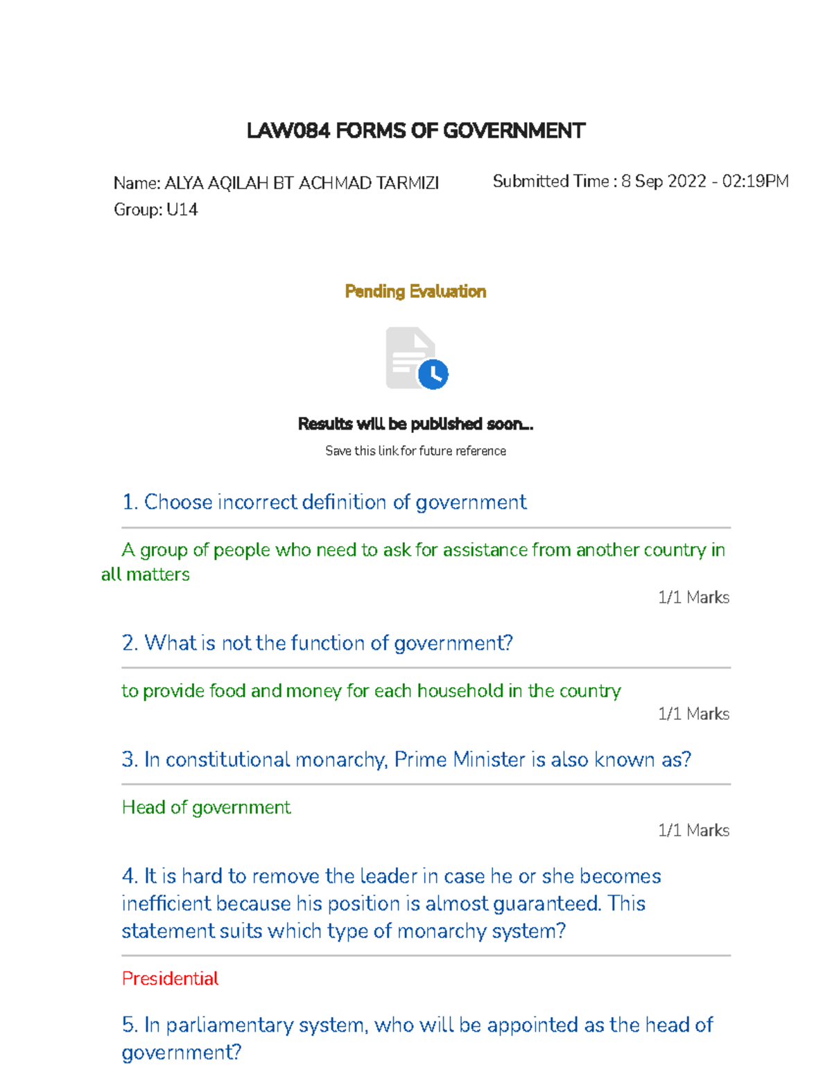 Answer Sheet This Is A Tutorial Work On The First 5 Elements Of