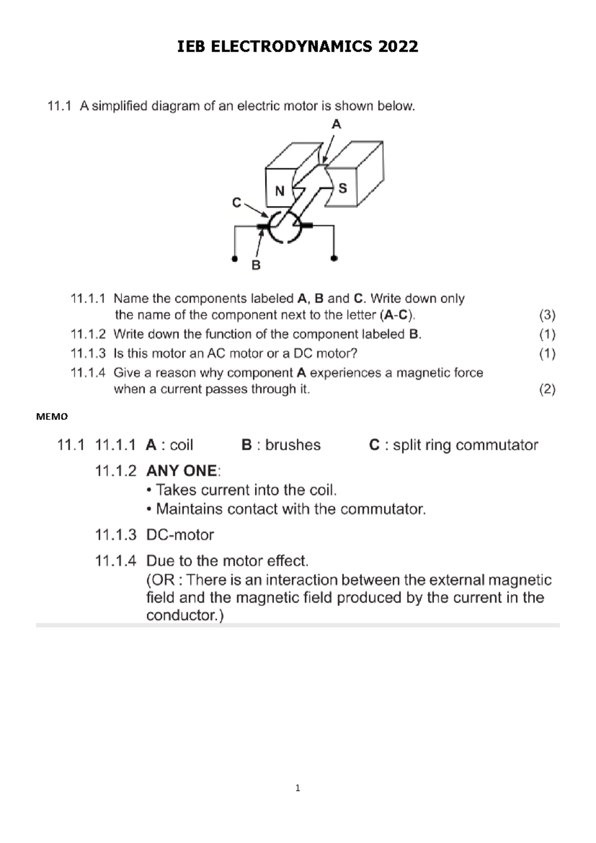 IEB Electrodynamics 2022 - IEB ELECTRODYNAMICS 2022 MEMO MEMO MEMO EX EX IEB 2014 SUPP IEB 2017 ...