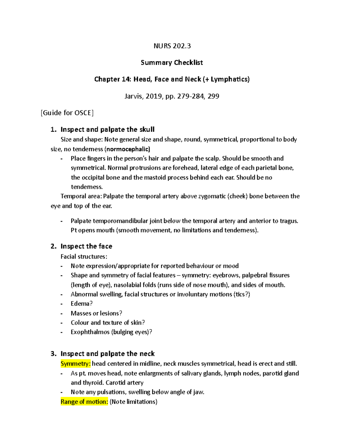 Jarvis Chapter 14 HFN - Objective Assessment of Head Face and Neck ...