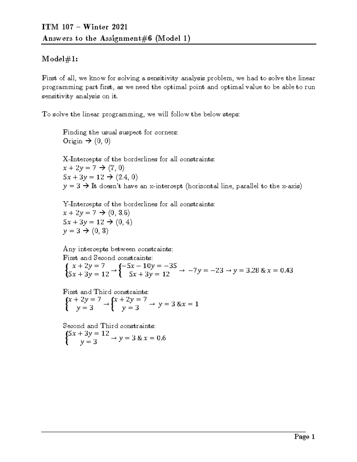Answers to Assignment#6 - ITM 107 – Winter 2021 Answers to the ...