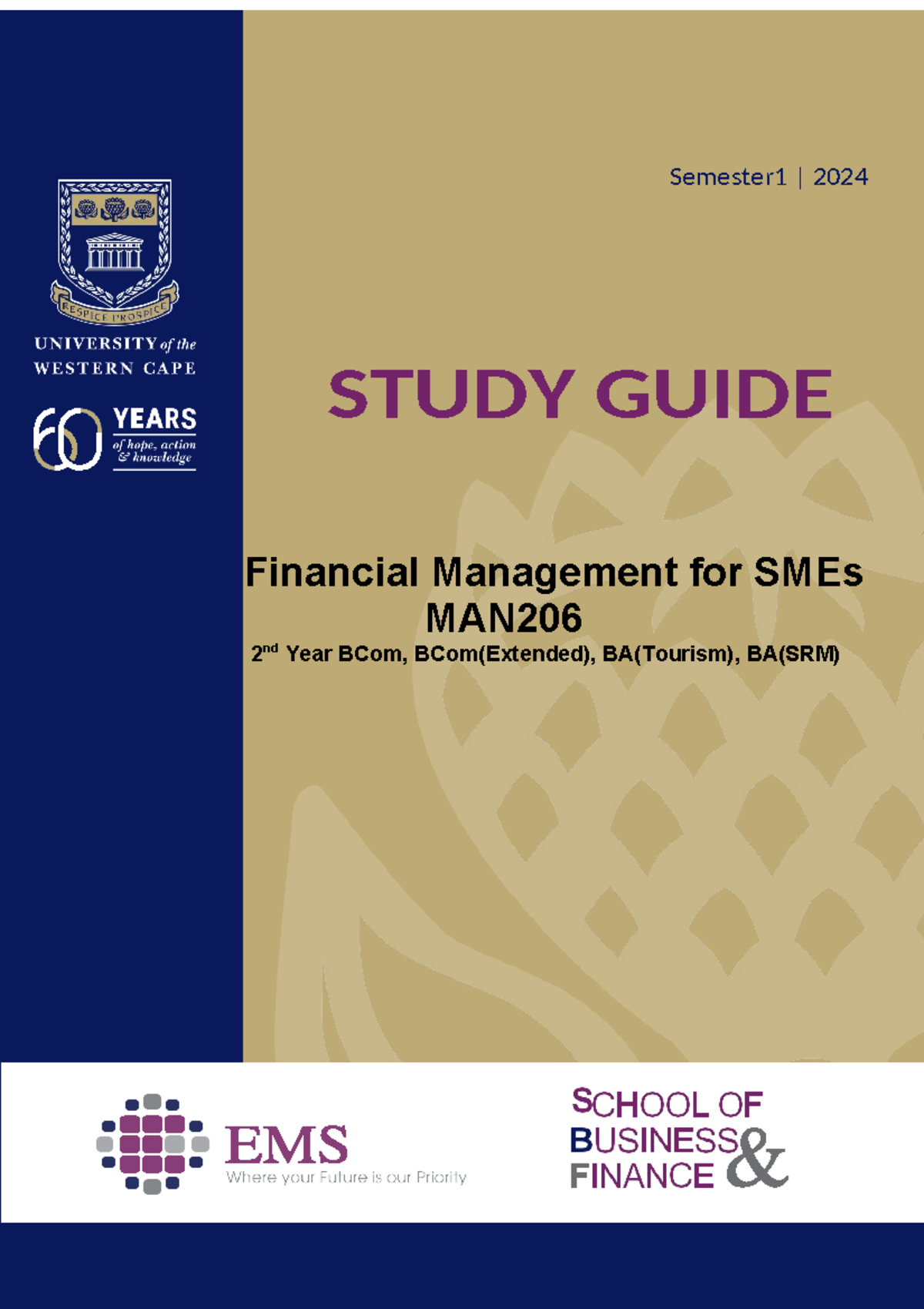 Study Guide MAN206 2024 Final - Semester1 | 2024 STUDY GUIDE Financial ...