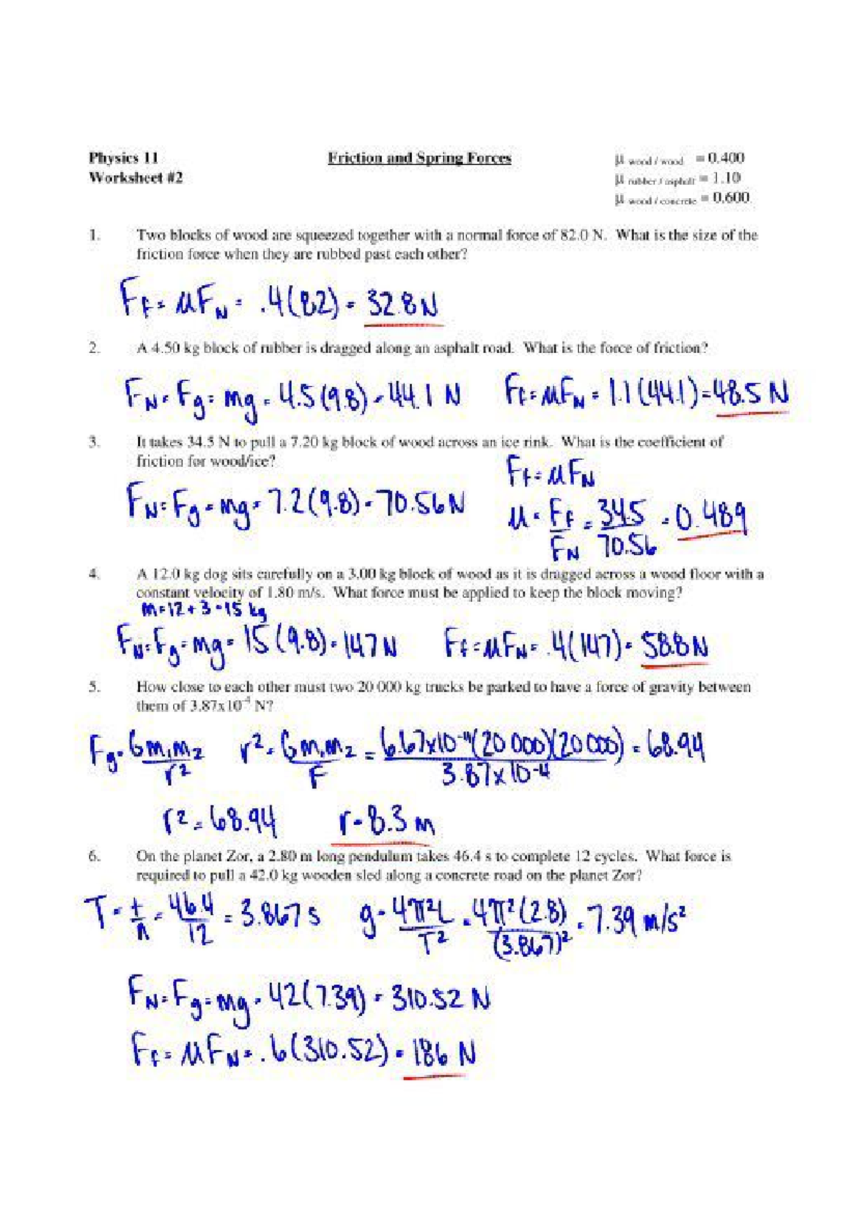 Physics 11 worksheet - Studocu