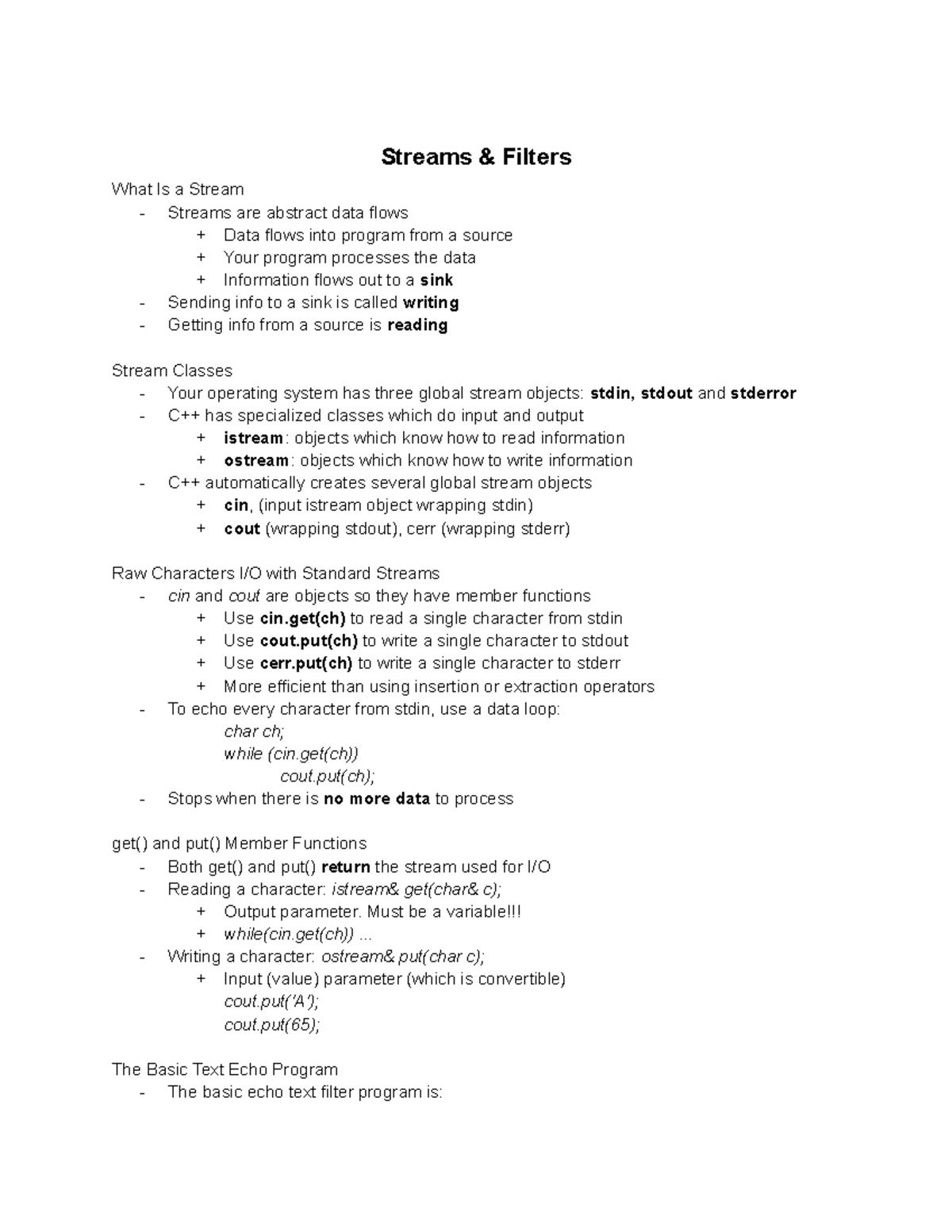 Chapter 11 - Streams & Filters - Streams & Filters What Is a Stream ...