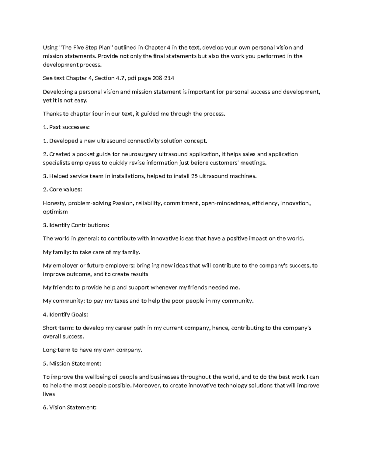 BUS1101 - Learning Journal - Using "The Five Step Plan" outlined in ...