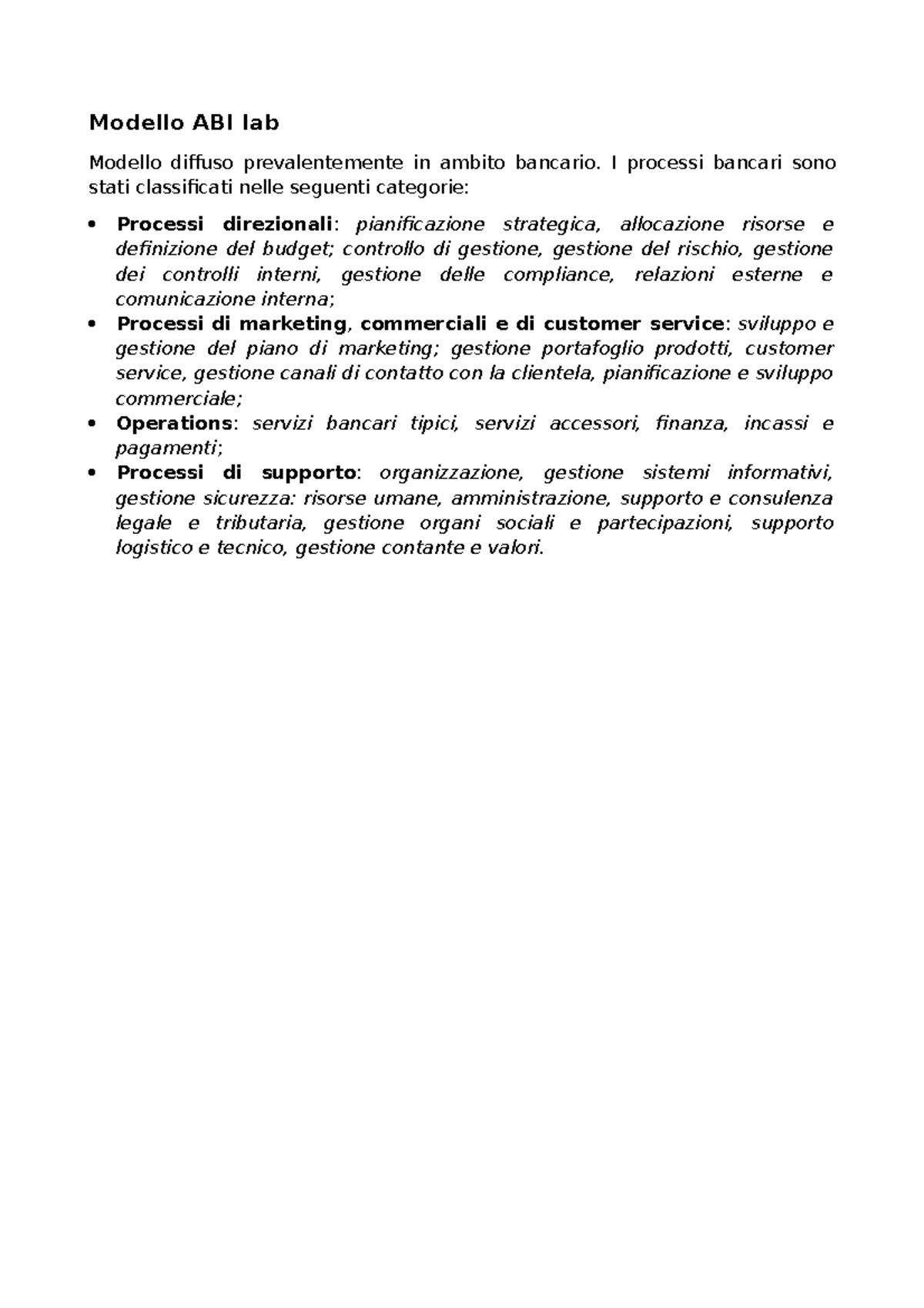 Riassunto Modello ABI lab - Modello ABI lab Modello diffuso ...