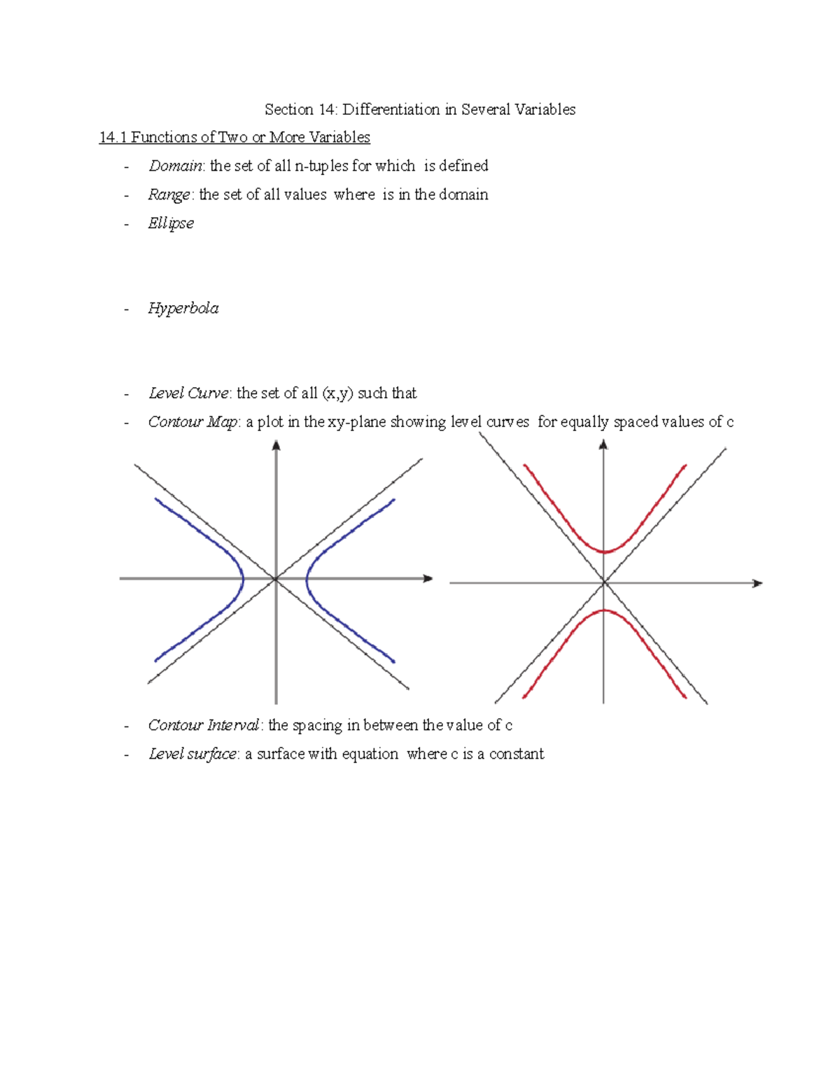Section 14 Review Sheet - Section 14: Differentiation in Several ...