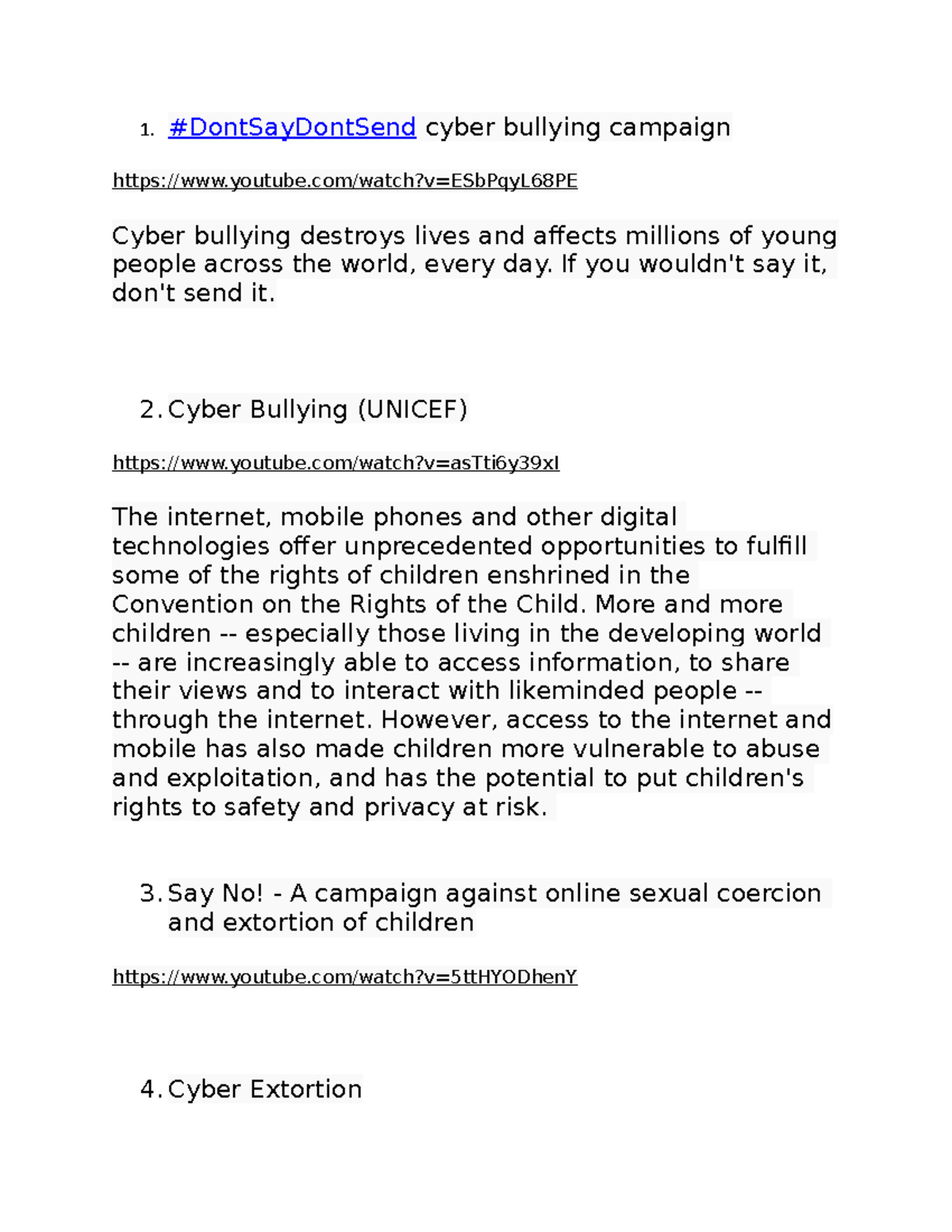 Dont Say Dont Send - assignments - 1. #DontSayDontSend cyber bullying ...