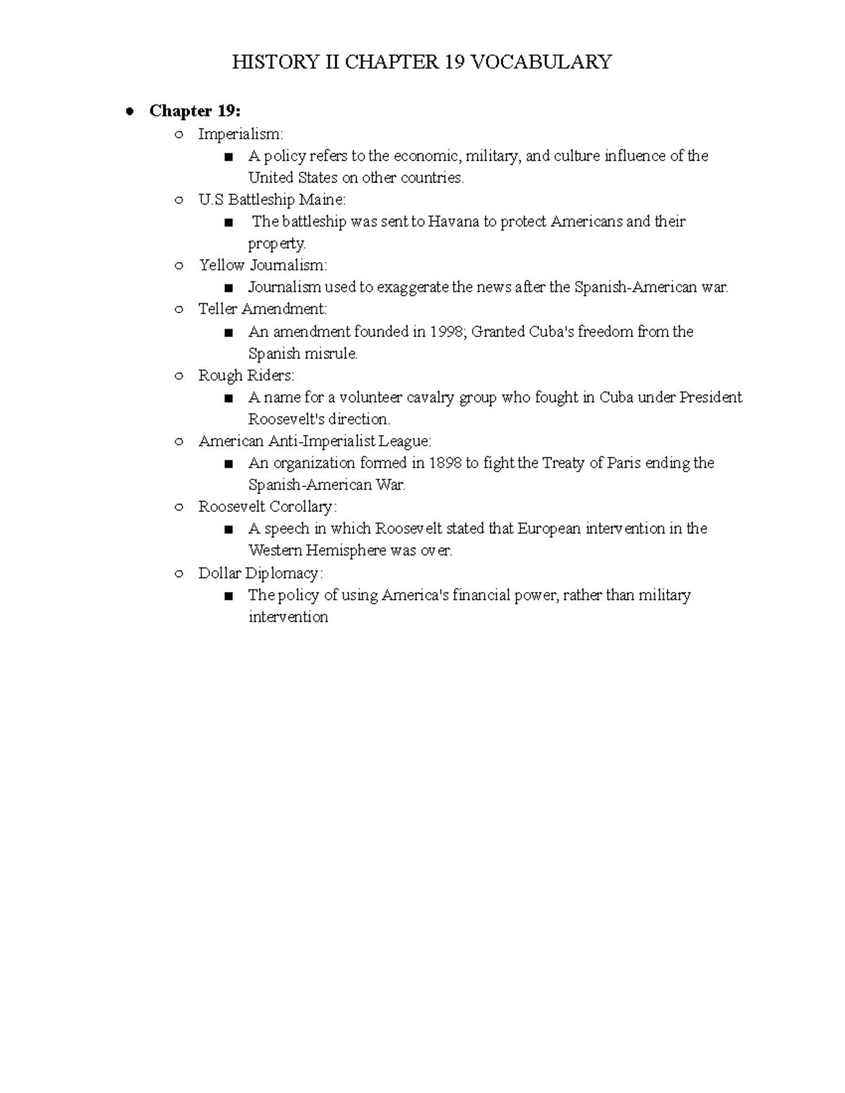 History II Chapter 19 Vocabulary - HISTORY II CHAPTER 19 VOCABULARY ...