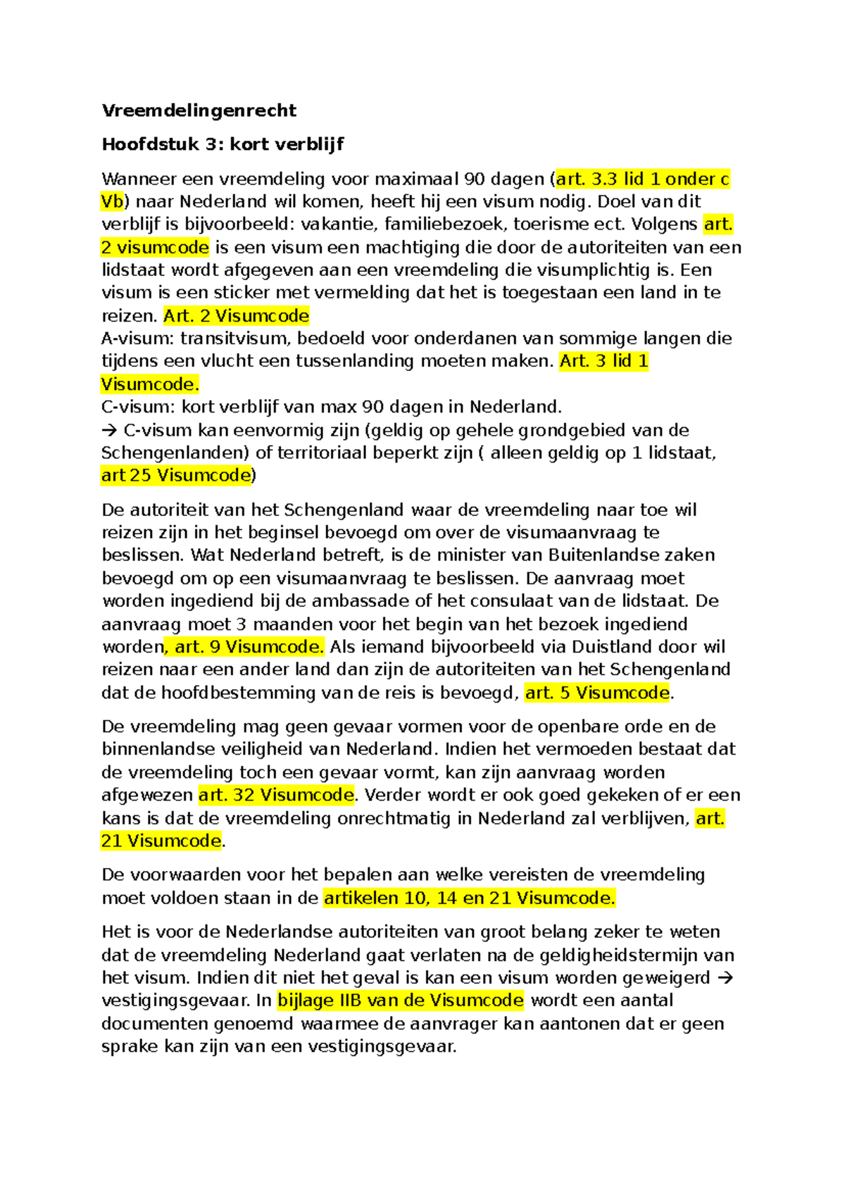 Vreemdelingenrecht - Vreemdelingenrecht Hoofdstuk 3: kort verblijf ...