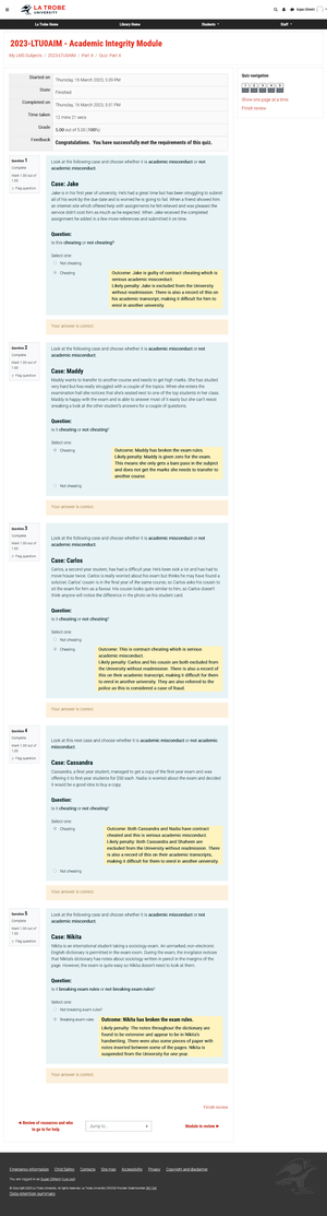Academic Integrity Module - Final Quiz - OLN5AIM - Studocu