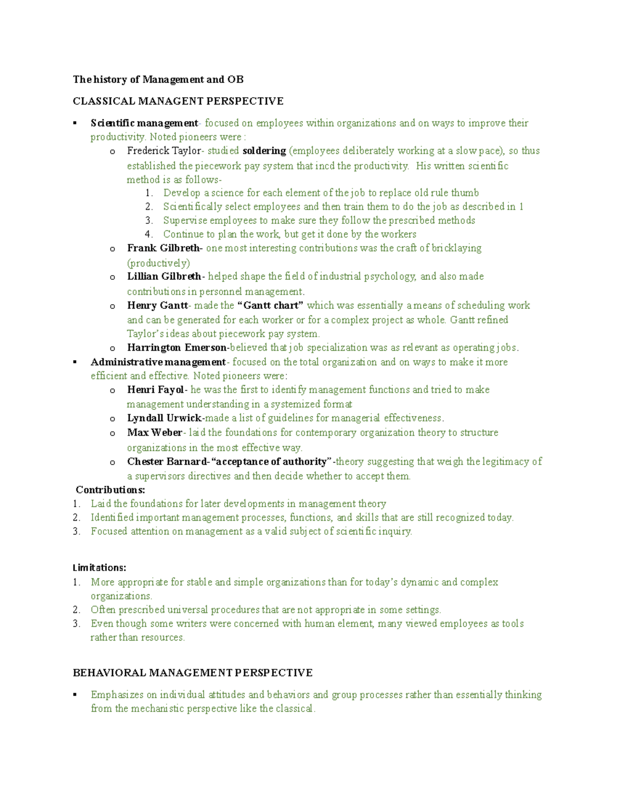 The history of Management and OB (ch-1) - The history of Management and ...