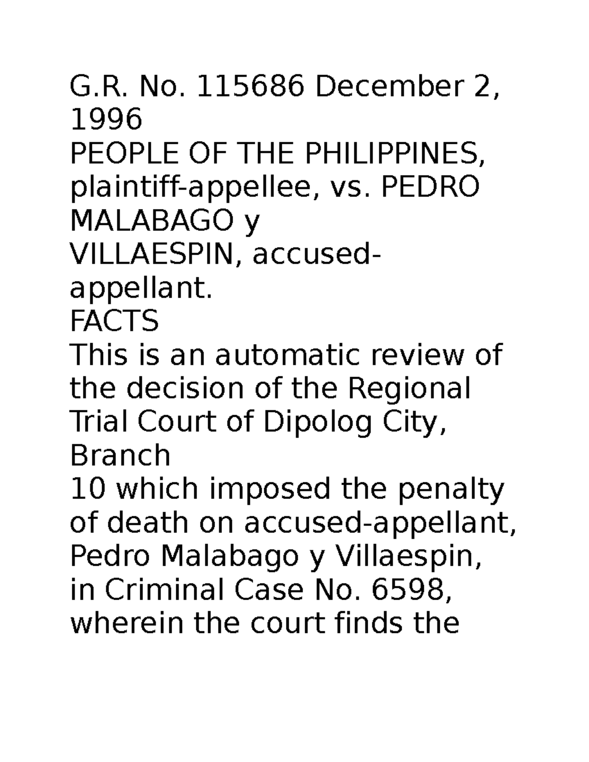 People v. Malabago - G. No. 115686 December 2, 1996 PEOPLE OF THE ...