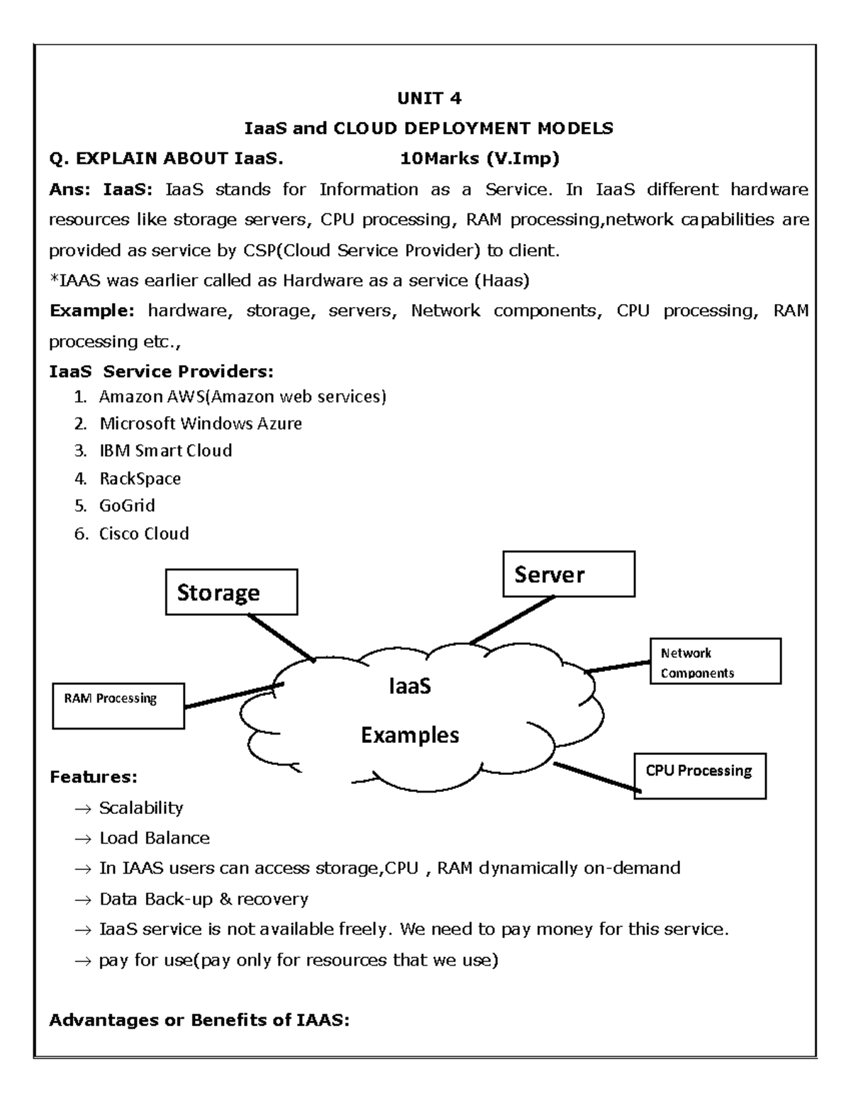 UNIT 4, 5 Cloud 2022 Notes FULL - UNIT 4 IaaS and CLOUD DEPLOYMENT ...