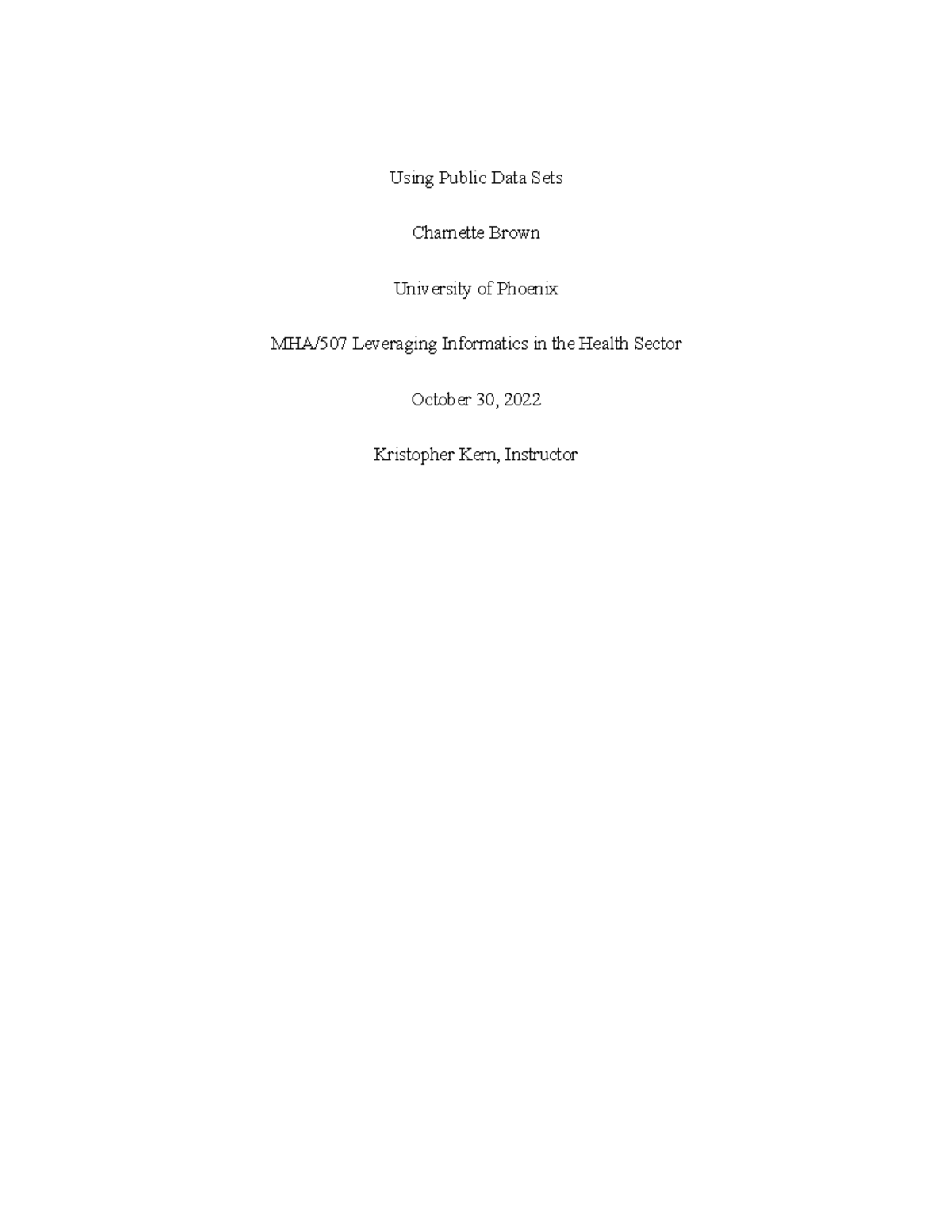 Wk 2 - Summative Assessment Using Public Data Sets Report - Using ...