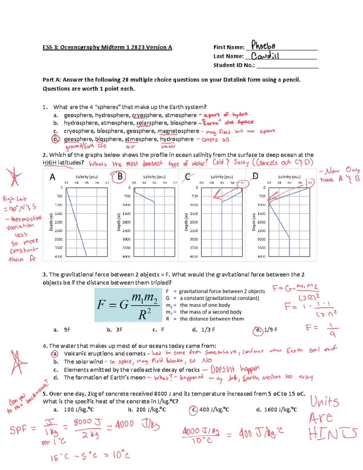 ESS+3+2023+Midterm+1+Version+A - ESS 3 : Oceanography Midterm 1 20 23 ...