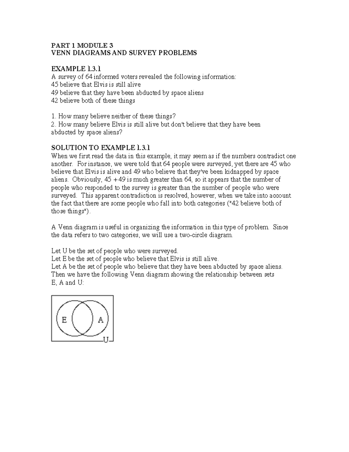 Year1 Module 3 - PART 1 MODULE 3 VENN DIAGRAMS AND SURVEY PROBLEMS ...