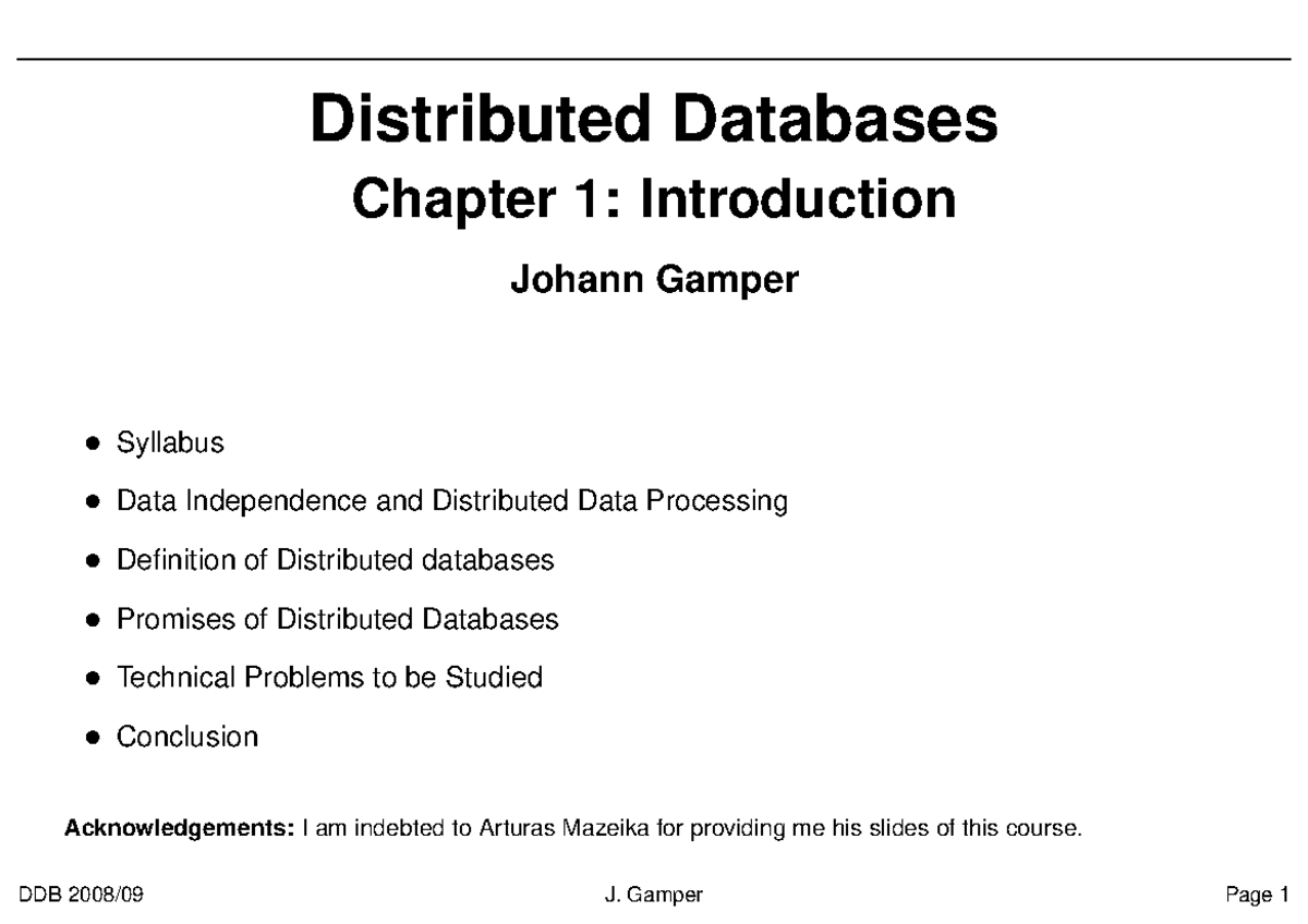 Ddb01 introduction - Distributed Databases Chapter 1: Introduction ...