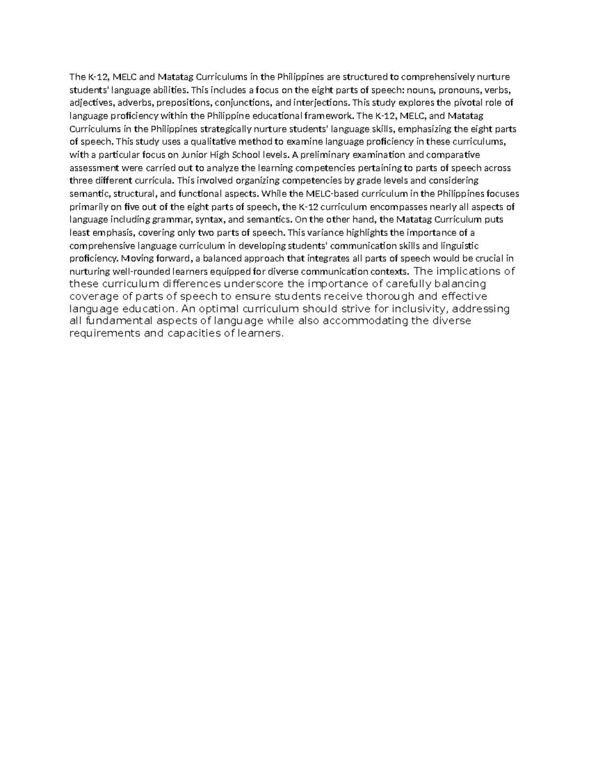 Abstract Final - The K-12, MELC and Matatag Curriculums in the ...