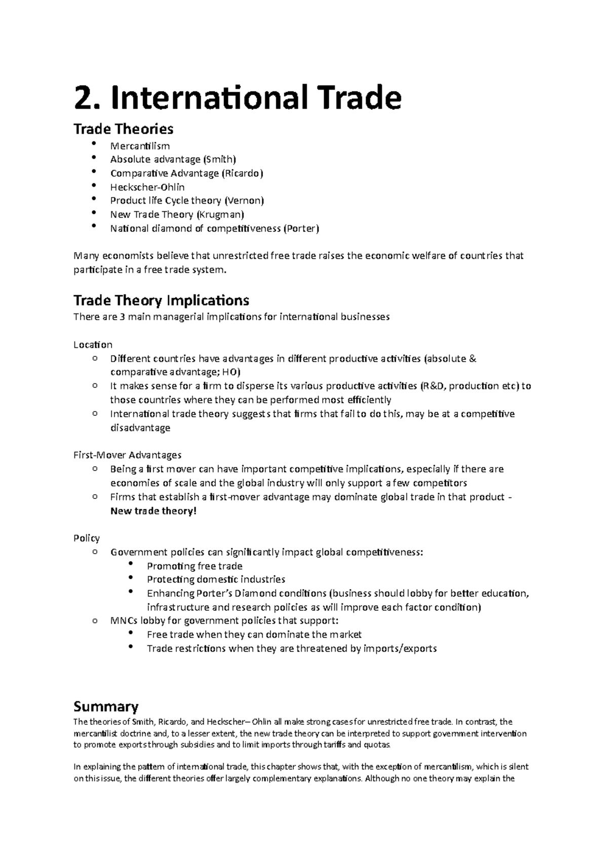 2. International Trade Revision Notes - 2. International Trade Trade ...