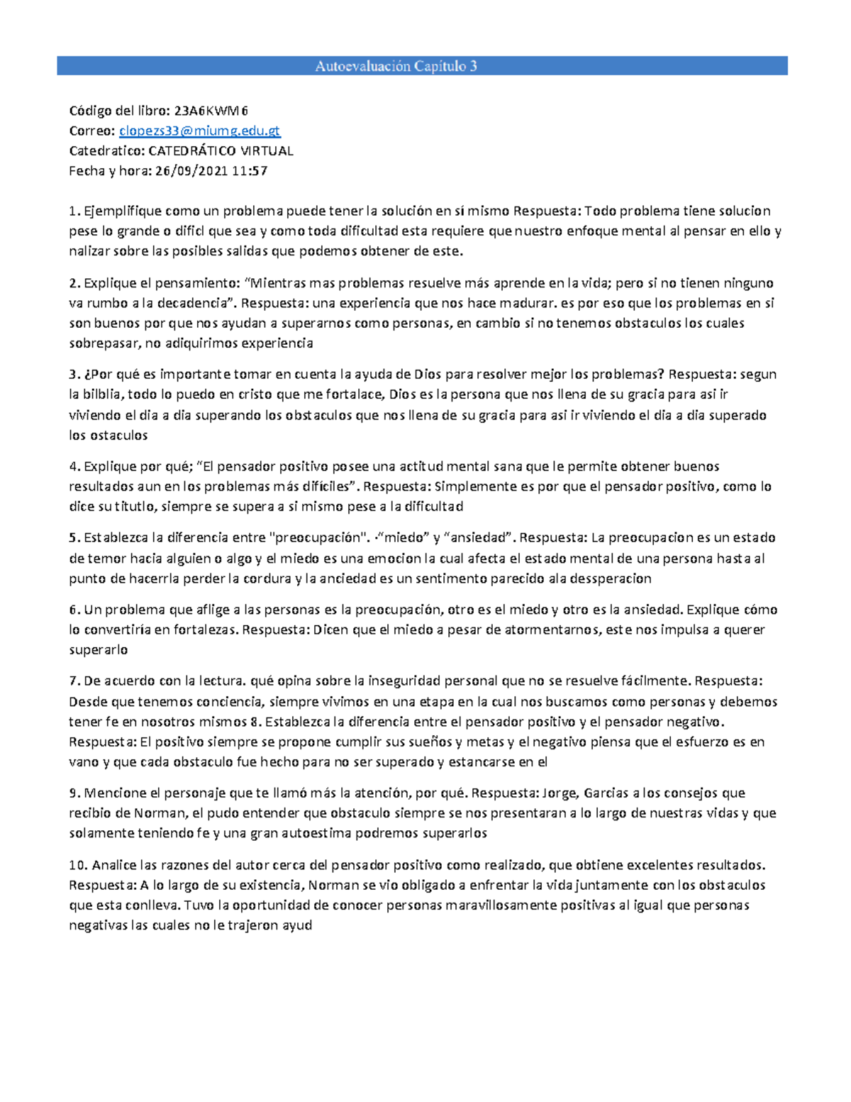 Actividad Capitulo 3 - Código del libro: 23A6KWM Correo: clopezs33 ...