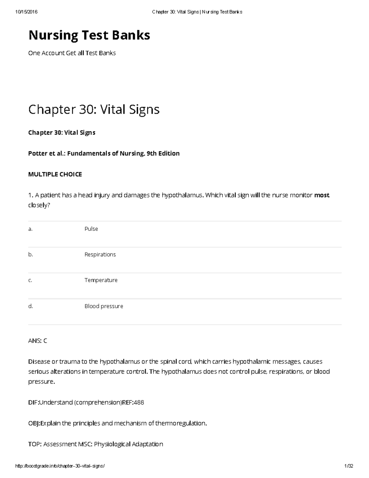 30 Vital Signs Nursing Test Banks - Nursing Test Banks One Account Get ...