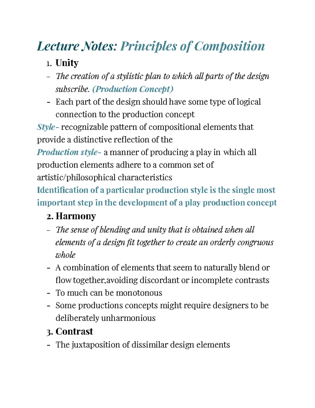 Principles of composition - Unity e creation of a stylistic plan to ...