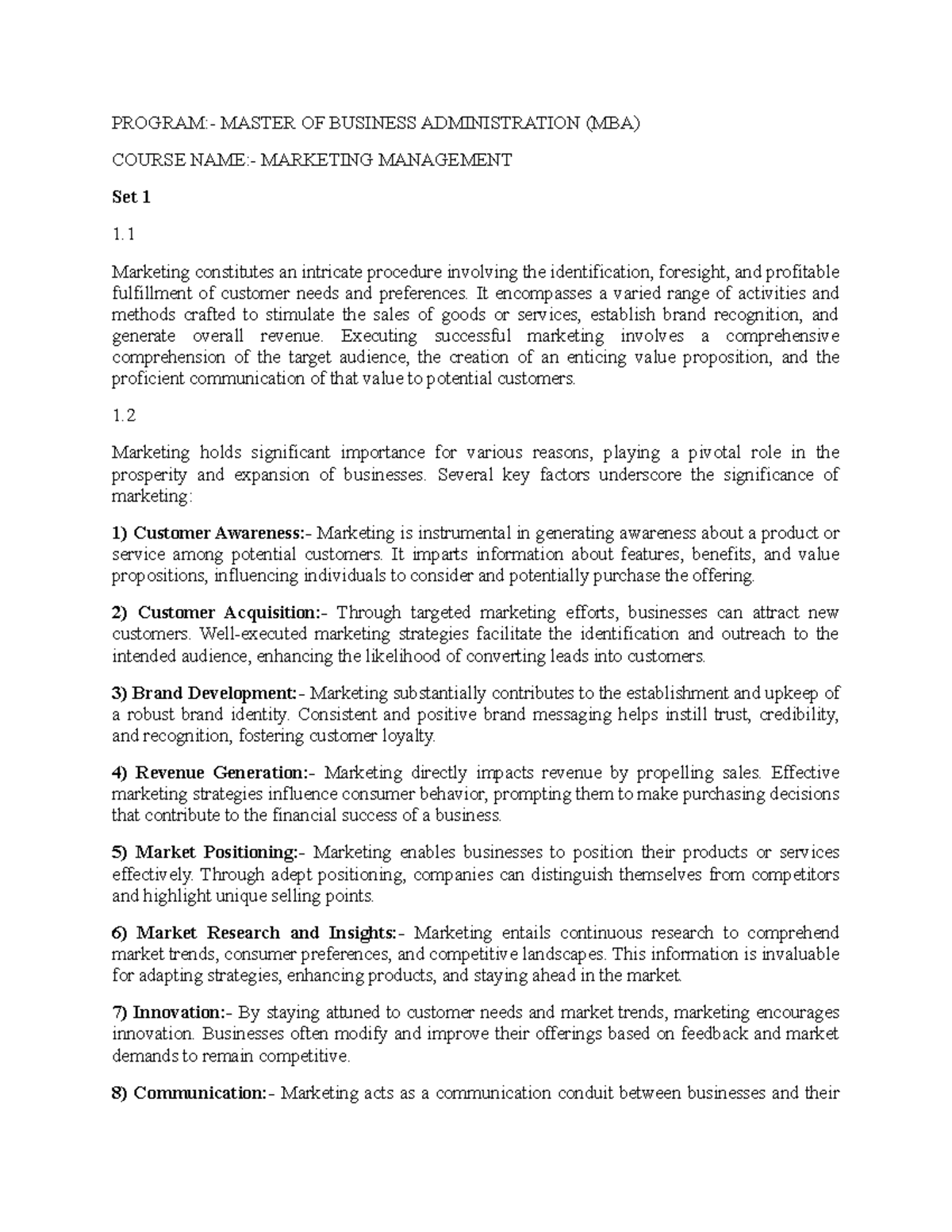 Assignment 203 - PROGRAM:- MASTER OF BUSINESS ADMINISTRATION (MBA ...