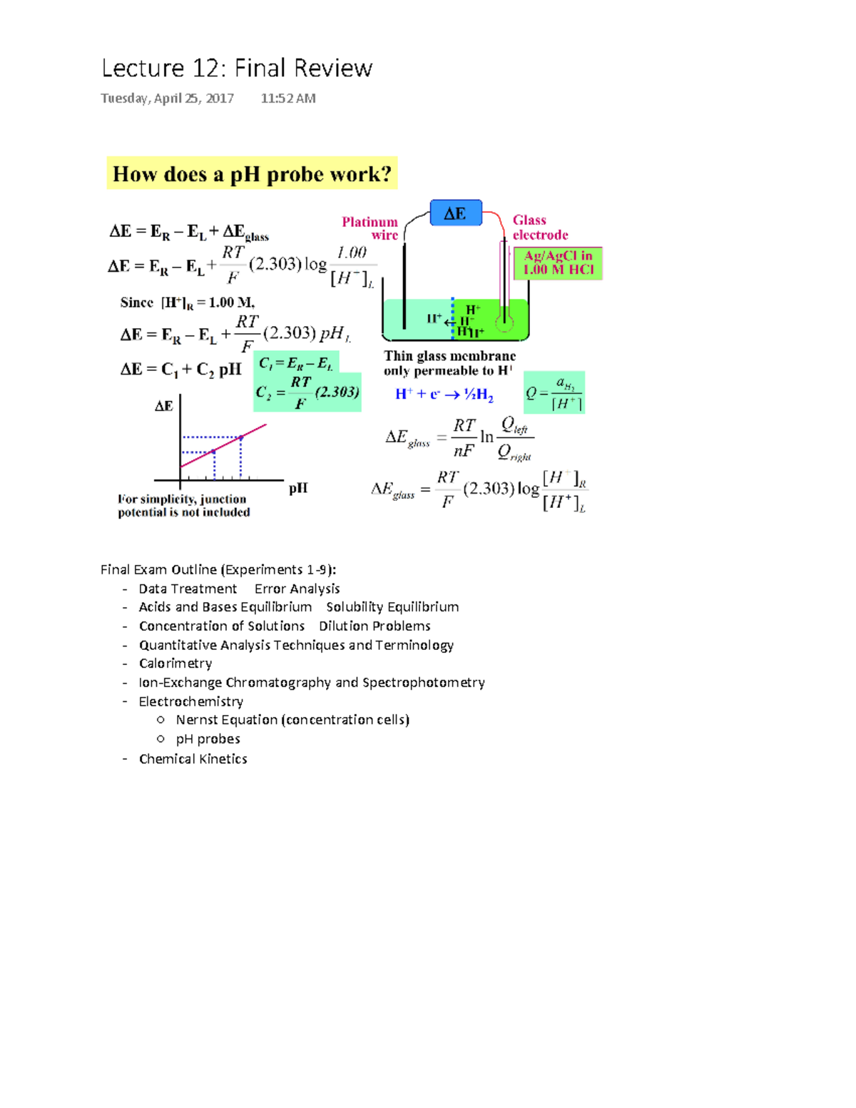 Lecture 12 Final Review - Lecture 12: Final Review Tuesday, April 25 ...