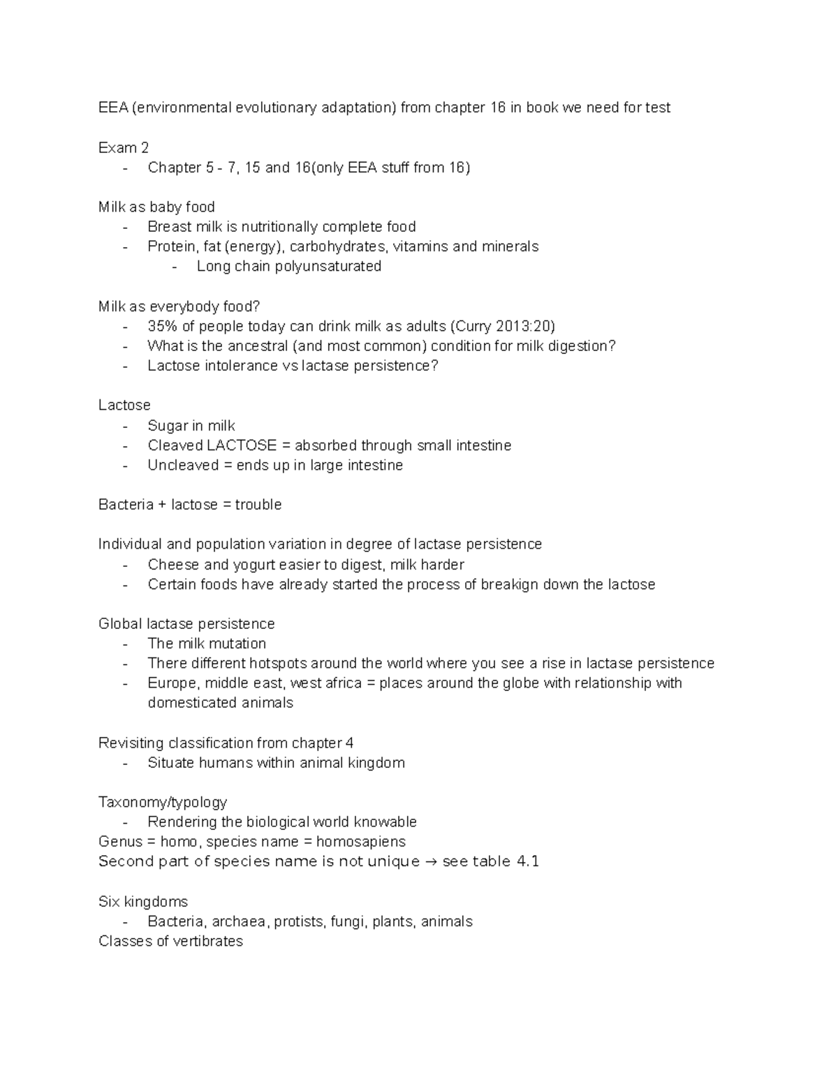 Primates - EEA (environmental evolutionary adaptation) from chapter 16 ...
