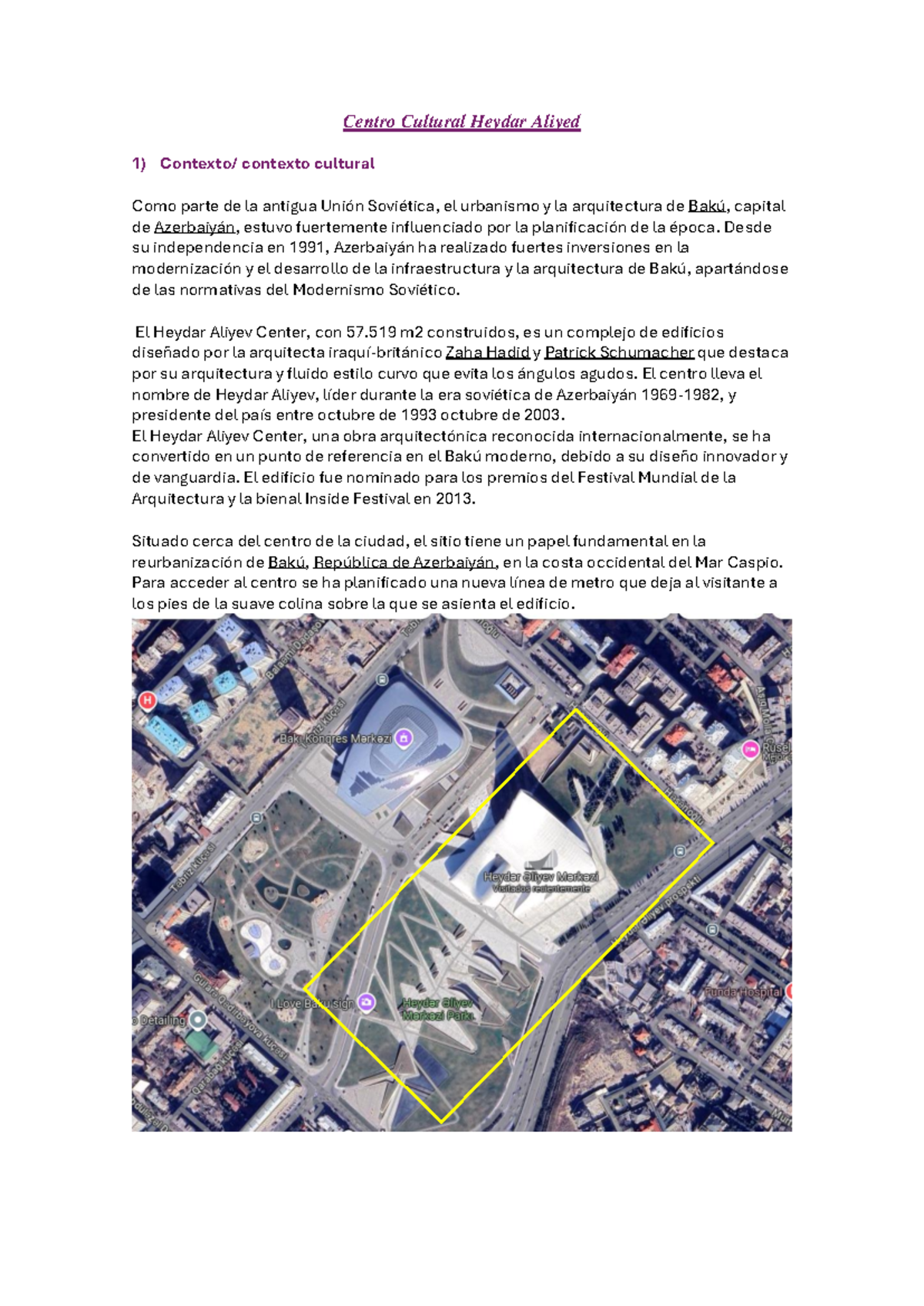 Centro Cultural Heydar Aliyed - Centro Cultural Heydar Aliyed Contexto ...